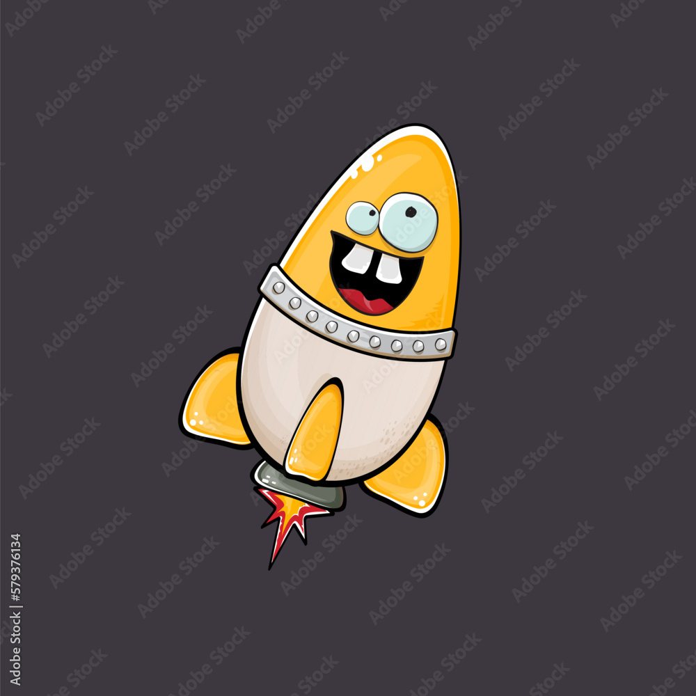 Rocket spaceship character. Cartoon space rocket isolated on space ...