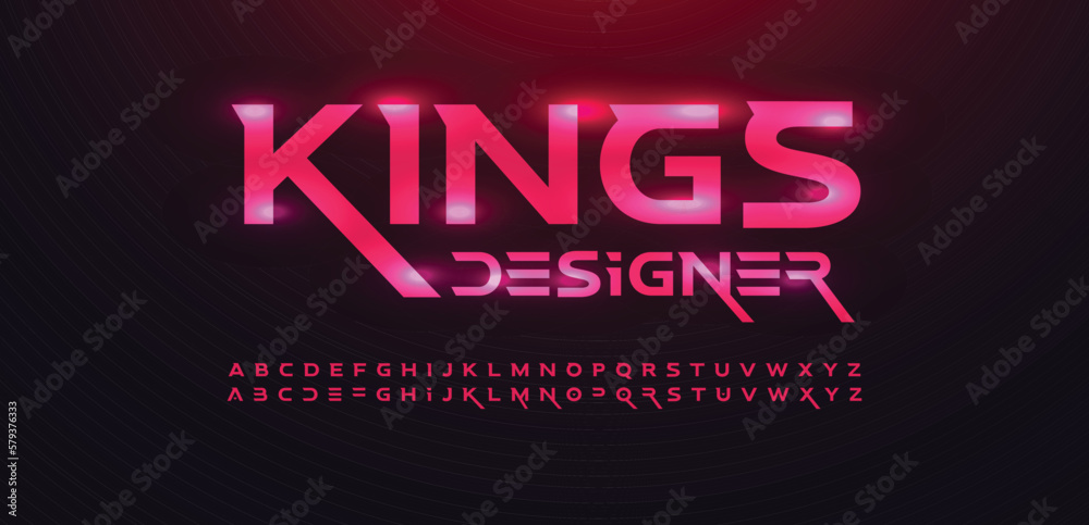 Kings Designer font alphabet letters outline linear contour typography ...