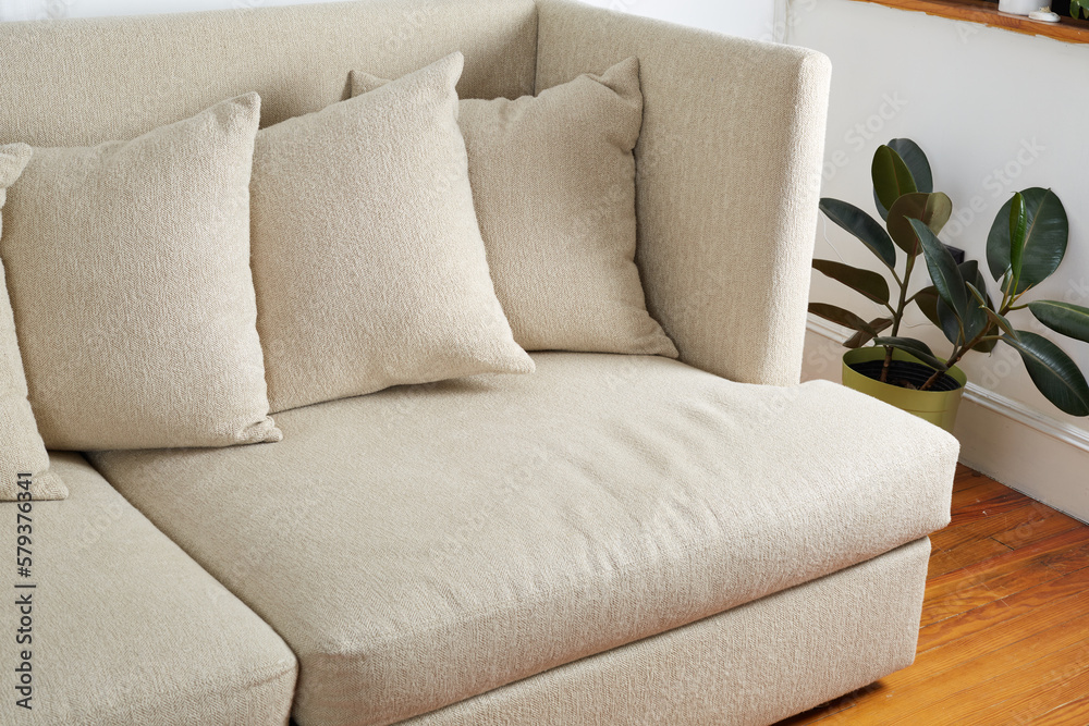 White textured Modern remake of a mid-century modern design sofa. Couch ...