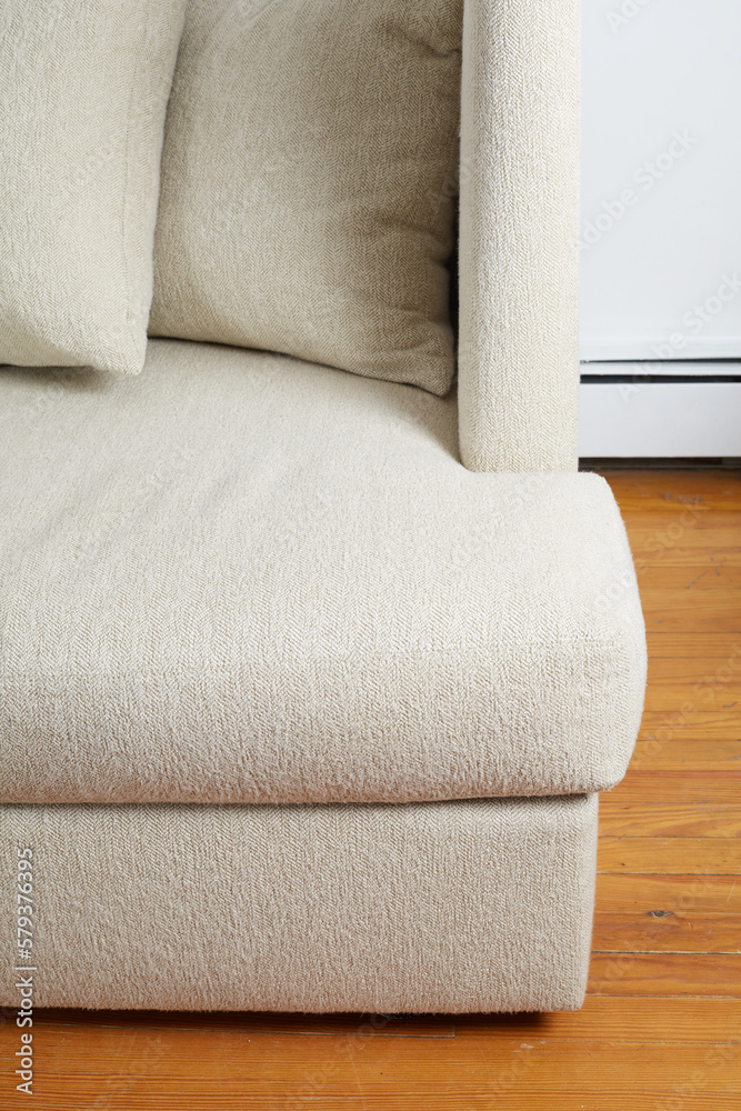 White textured Modern remake of a mid-century modern design sofa. Couch ...