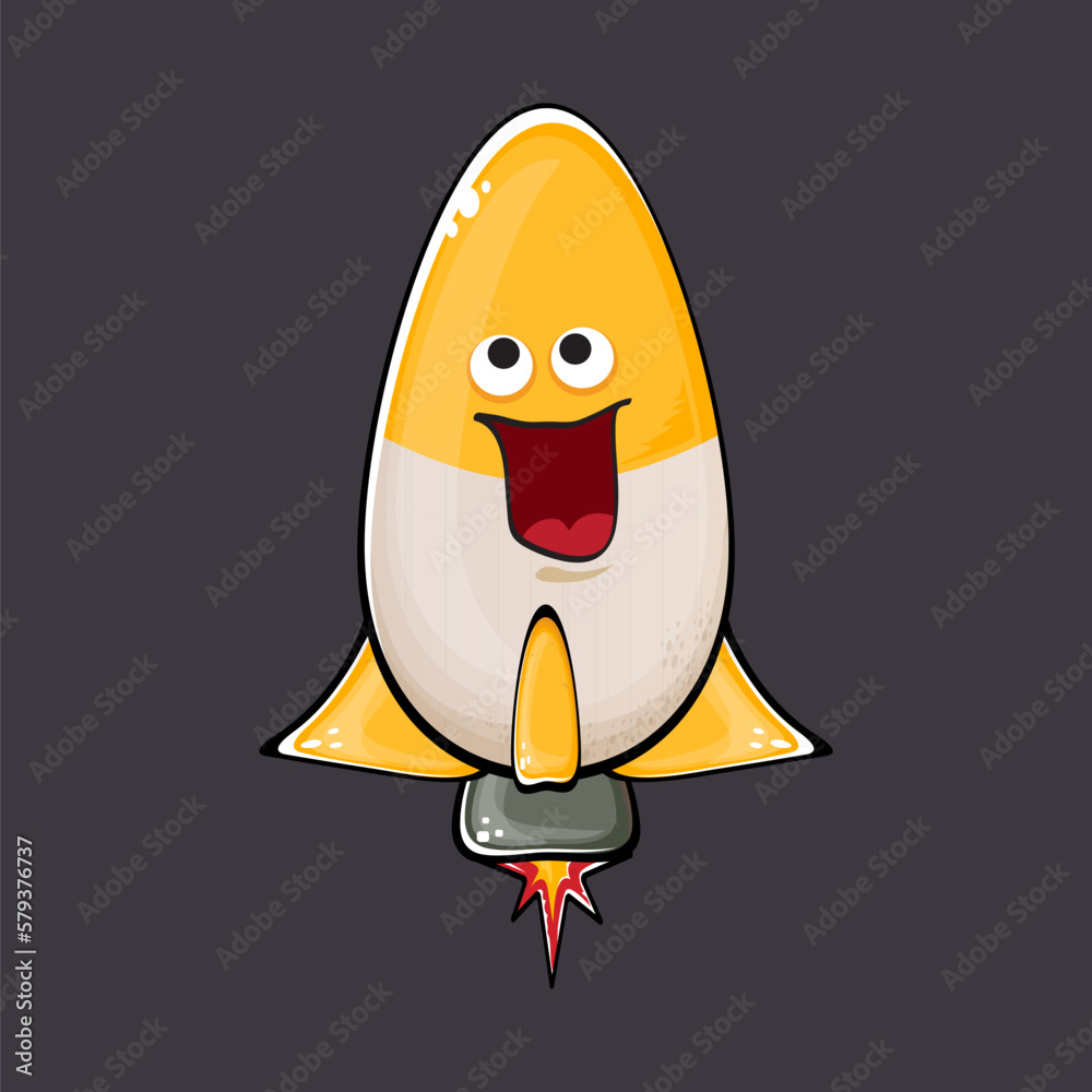 Rocket spaceship character. Cartoon space rocket isolated on space ...