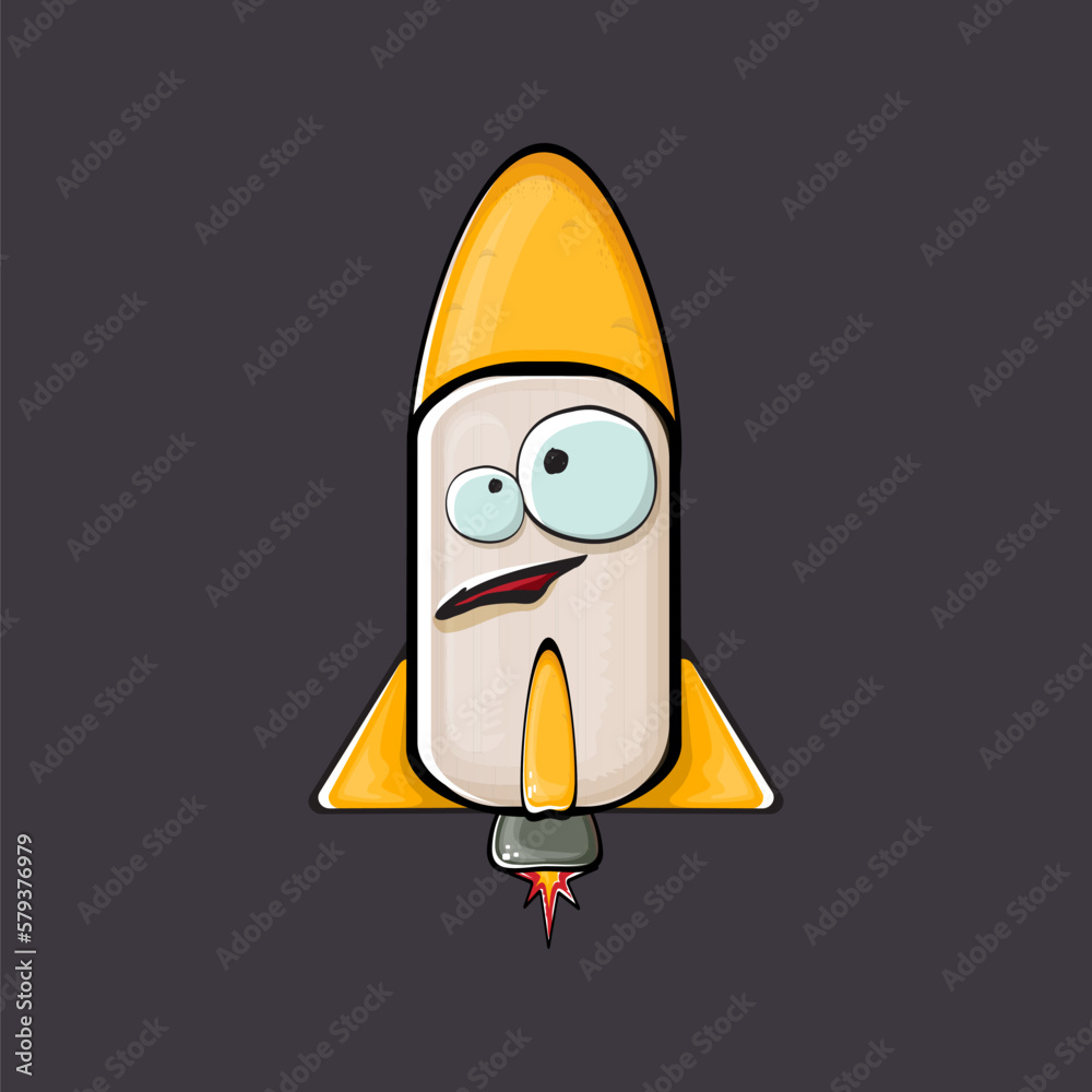 Rocket spaceship character. Cartoon space rocket isolated on space ...