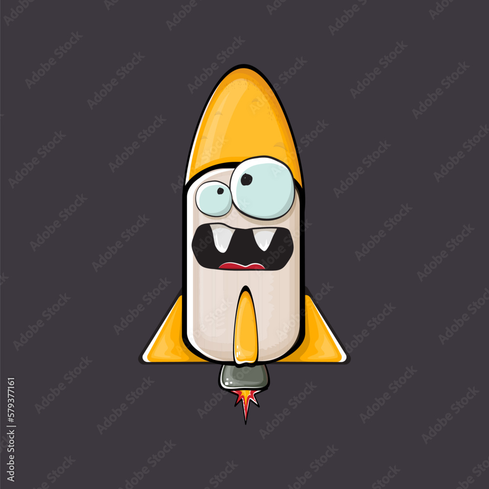 Rocket spaceship character. Cartoon space rocket isolated on space ...