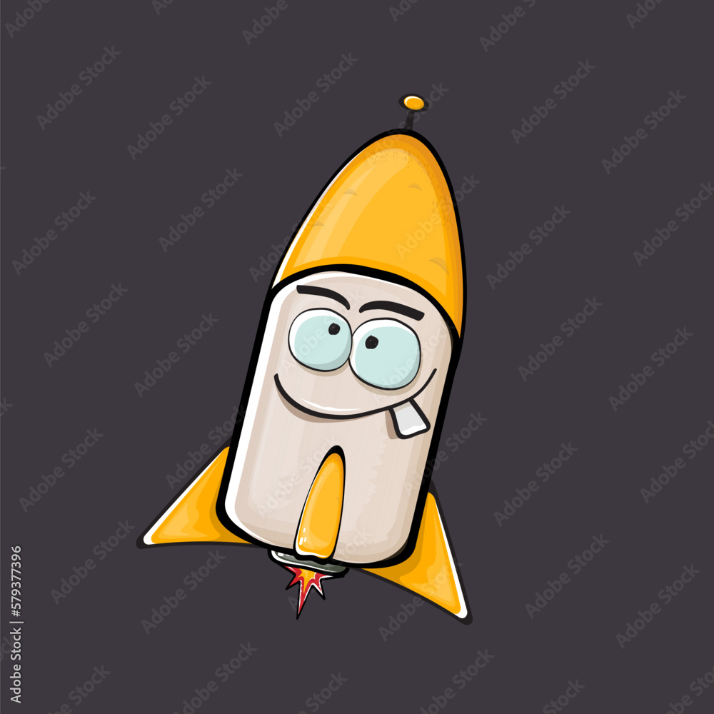 Rocket spaceship character. Cartoon space rocket isolated on space ...