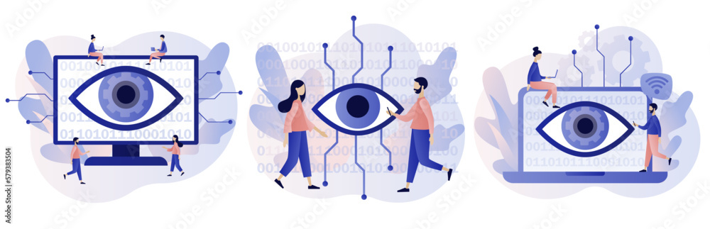 Computer vision. Artificial intelligence concept. Neuro vision. Video ...