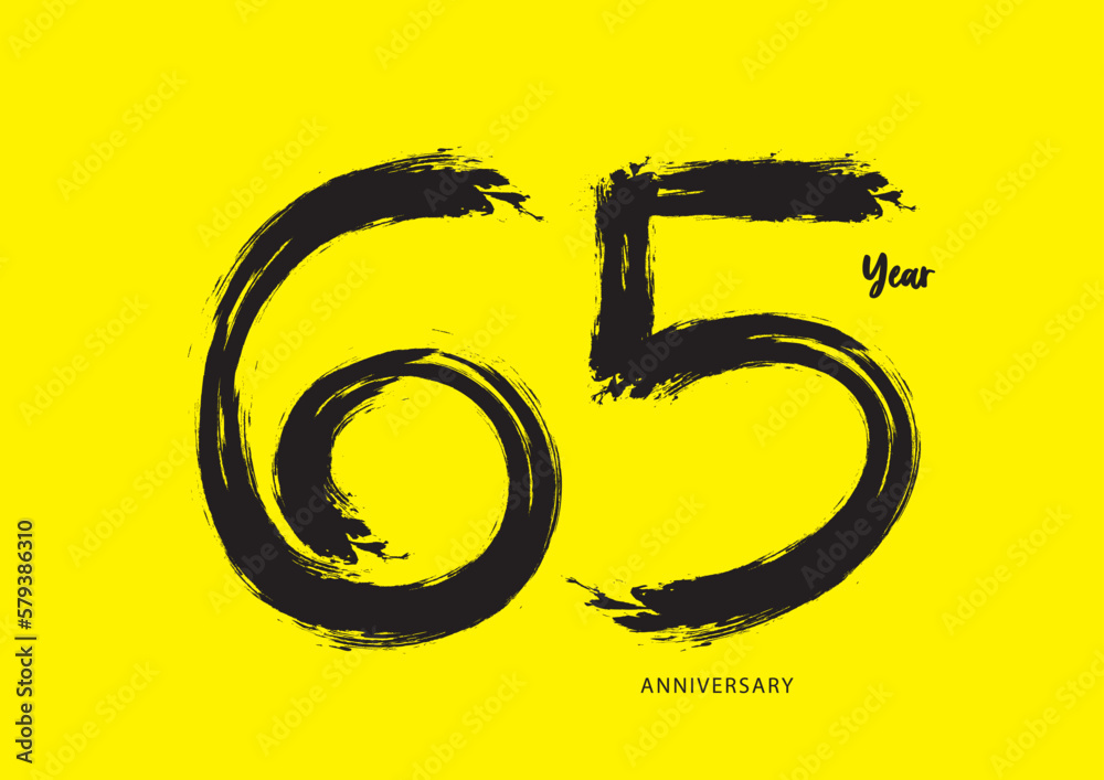 65 year anniversary celebration logotype on yellow background, 65 ...