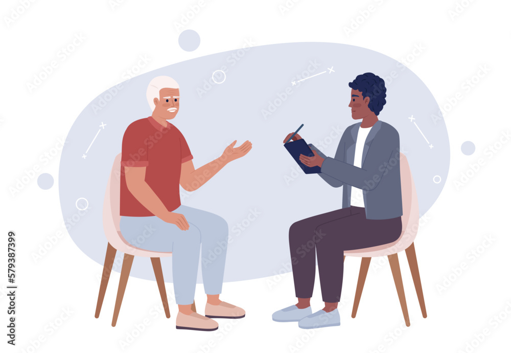 Sales representative interacting with customer 2D vector isolated spot ...