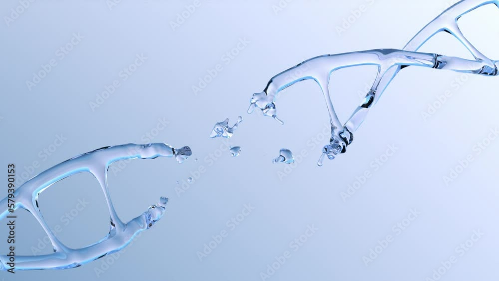 human dna structure with glass helix destroyed, transition to liquid ...