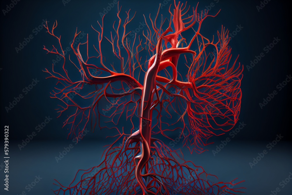 Blood vessels, circulatory system, veins and arteries, 3D rendering ...