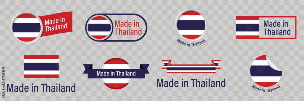Made in Thailand label. Thailand quality Sticker collection. Vector ...