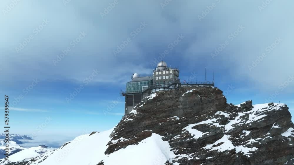 Aerial panorama view of the Sphinx Observatory on Jungfraujoch - Top of ...