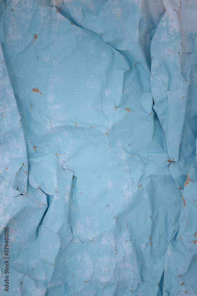 Texture of blue crumpled paper or cardboard. Background of broken ...