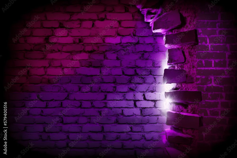 Purple brick wall with a light glare, a desktop screensaver, there is ...