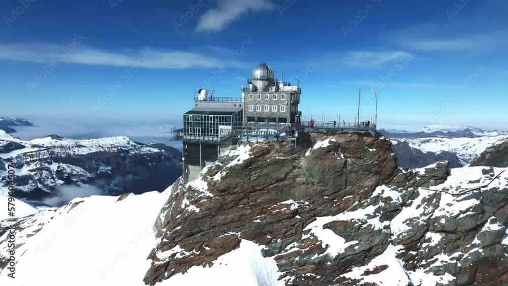 Aerial panorama view of the Sphinx Observatory on Jungfraujoch - Top of ...