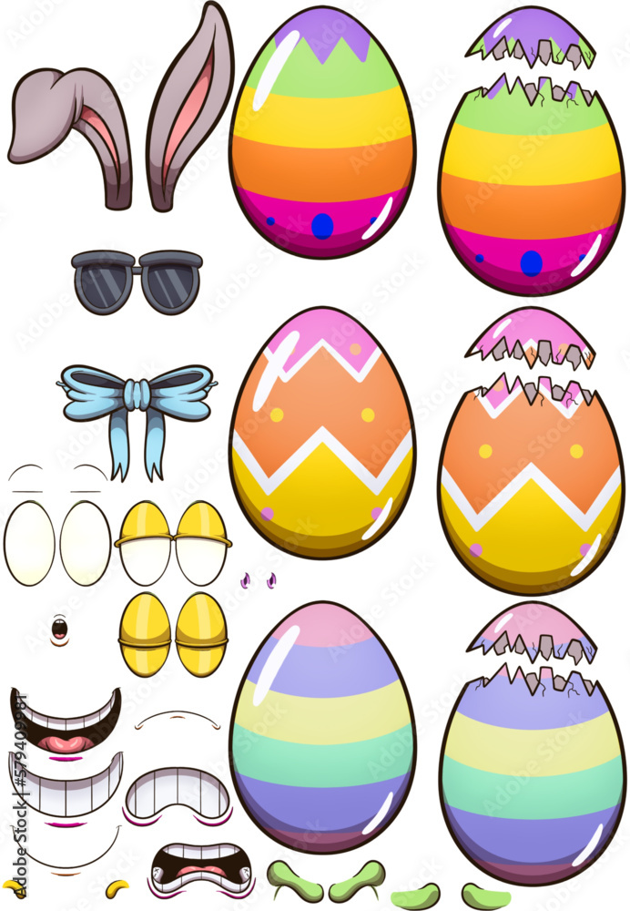 Vetor de Easter Egg Character Build Set. Vector clip art illustration ...