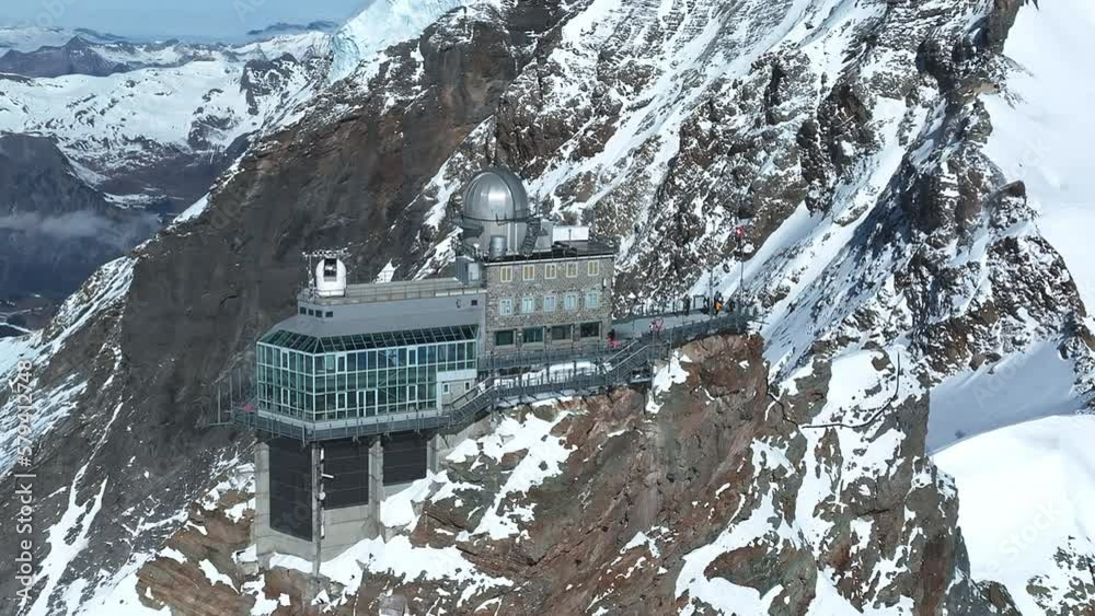 Aerial panorama view of the Sphinx Observatory on Jungfraujoch - Top of ...