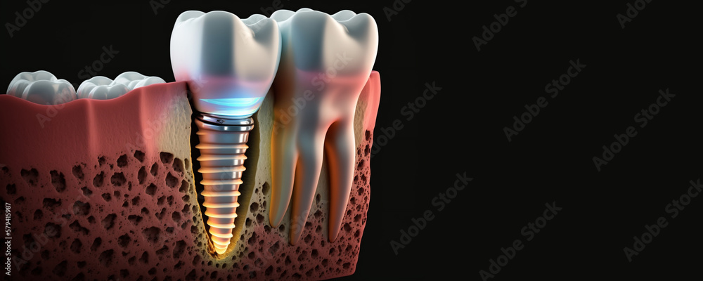 Realistic dental implant banner, Generative AI Stock Illustration ...
