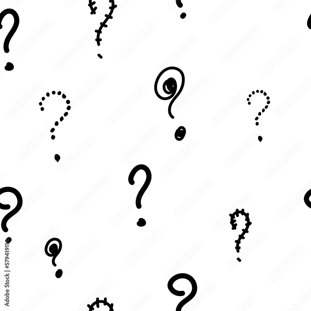 Vector. Question mark seamless pattern. Hand drawn question marks icon ...