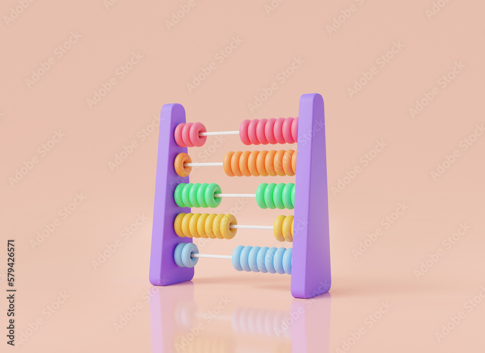 3d abacus with colorful beads. Math device calculate, abacus for kids ...