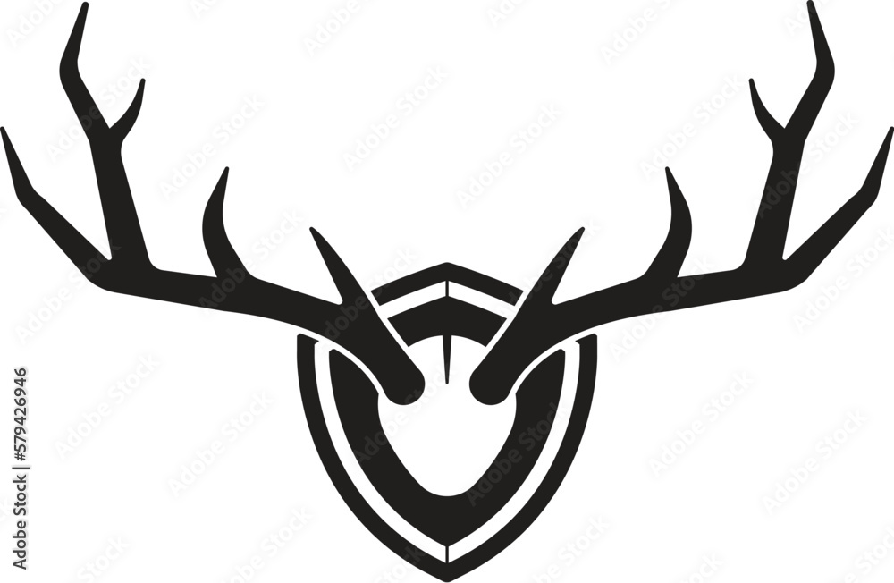 Poster Deer antlers trophy logo emblem isolated on white vector ...