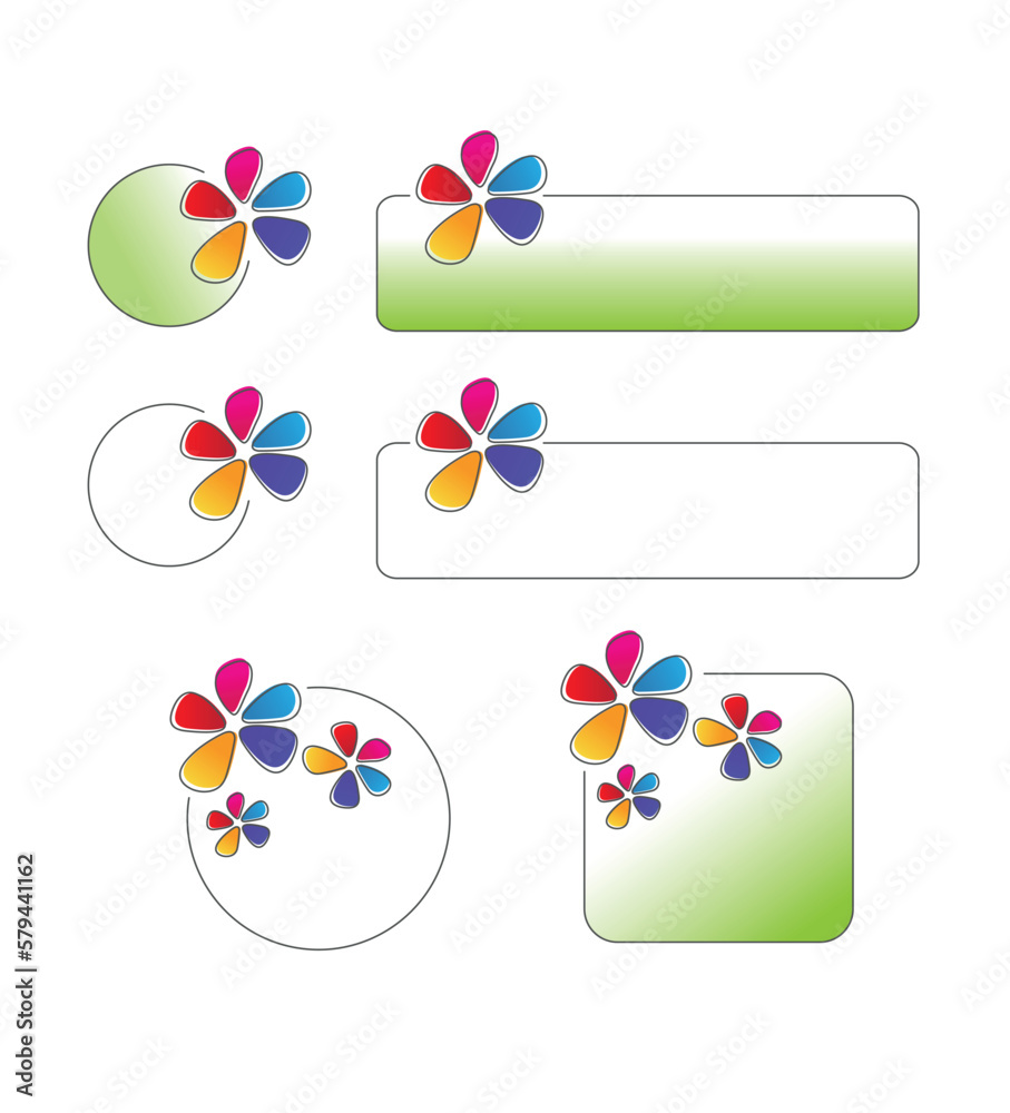 Flower Banner Icon Set Stock Vector | Adobe Stock