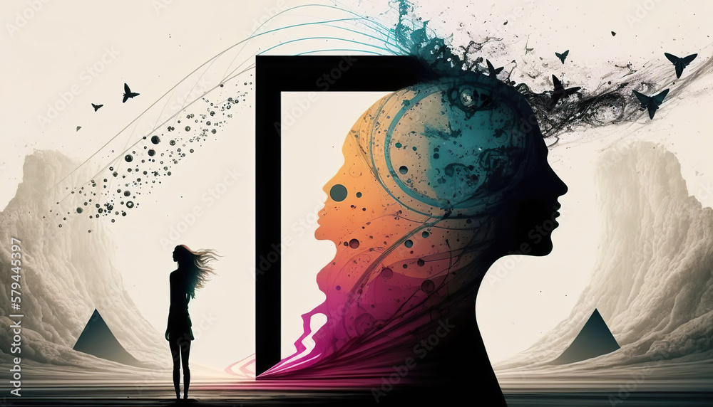 Abstract representation of a female portrait. A portrait representation ...