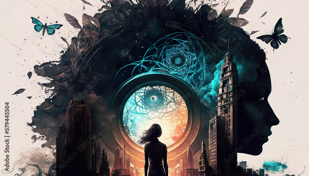 Abstract representation of a female portrait. A portrait representation ...