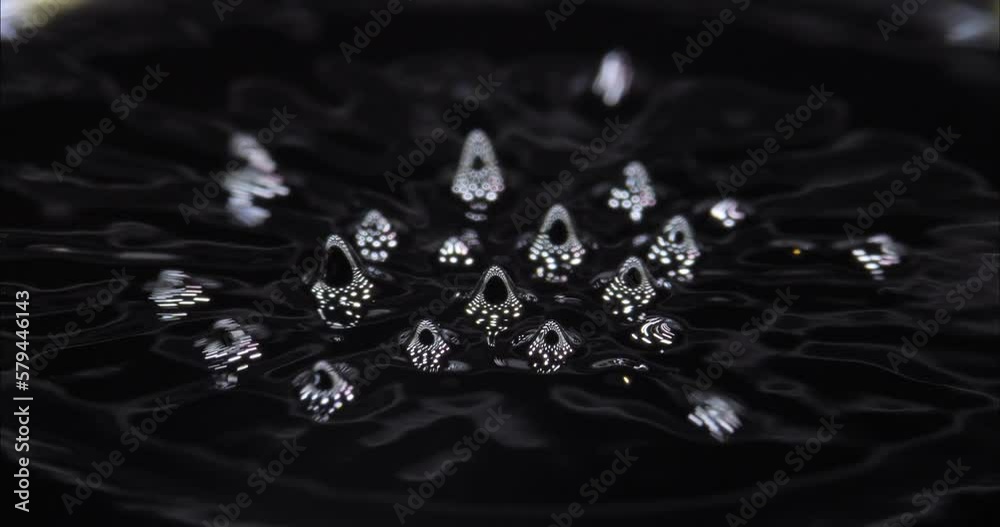 Magnetic fluid. Ferrofluid. Black liquid surface. Abstract background ...