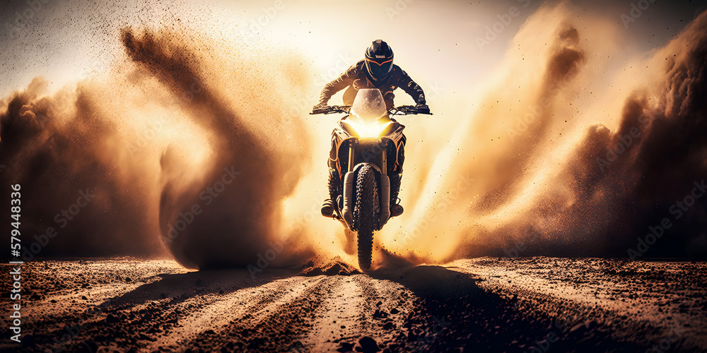 Banner Motocross extreme active sport. Motocross rider in ride sand ...