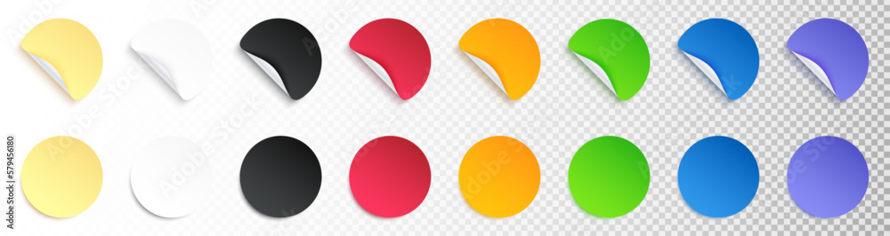 Realistic adhesive sticker set with curved and round edge. Collection ...