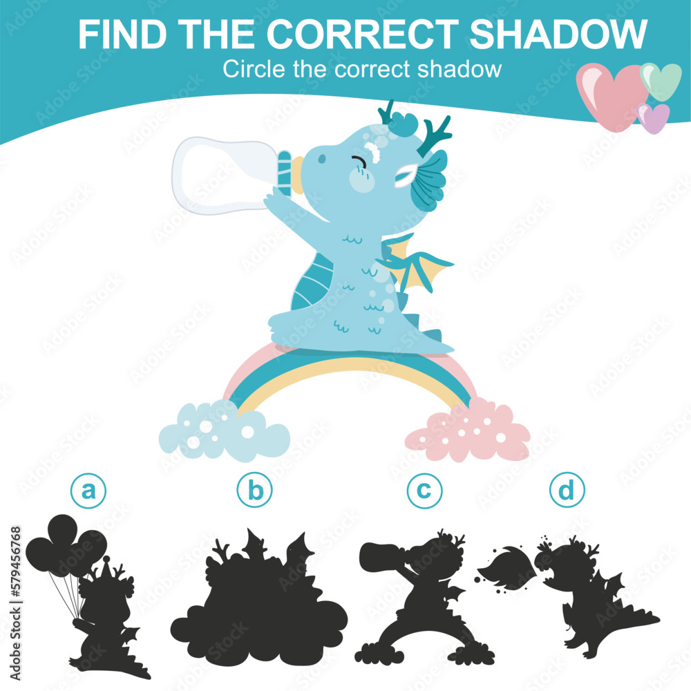 Find the correct shadow. Matching shadow game for children. Worksheet ...