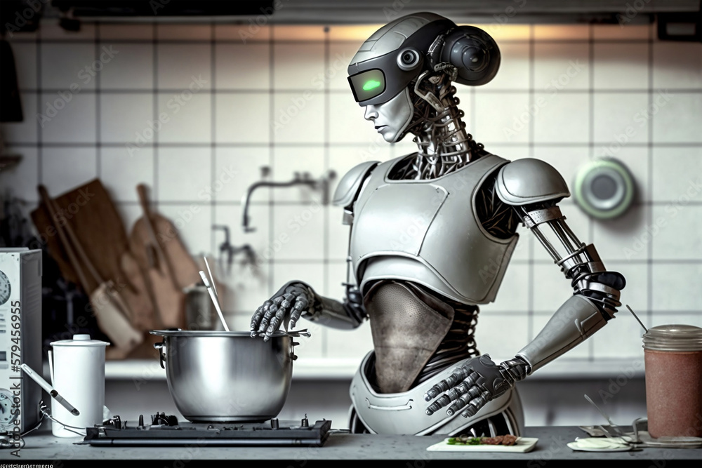 cooking robot artificial intelligence to cook food in futuristic ...