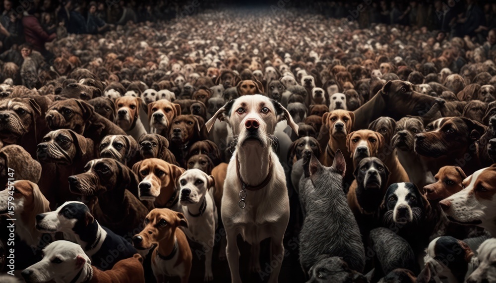 lots of dogs, group of canines, many furry friends, groups of dogs ...