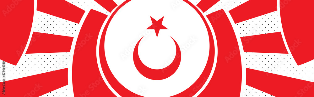 Red Moon star icon and tulip, sun patterns. Turkish patterns in vector ...