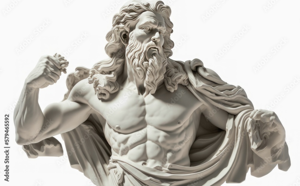 Ancient Greek statue of Zeus (Greek God), studio render, created with ...