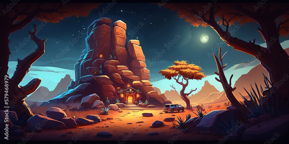Fantasy 2d game art, illustration, gaming background generated ai Stock ...