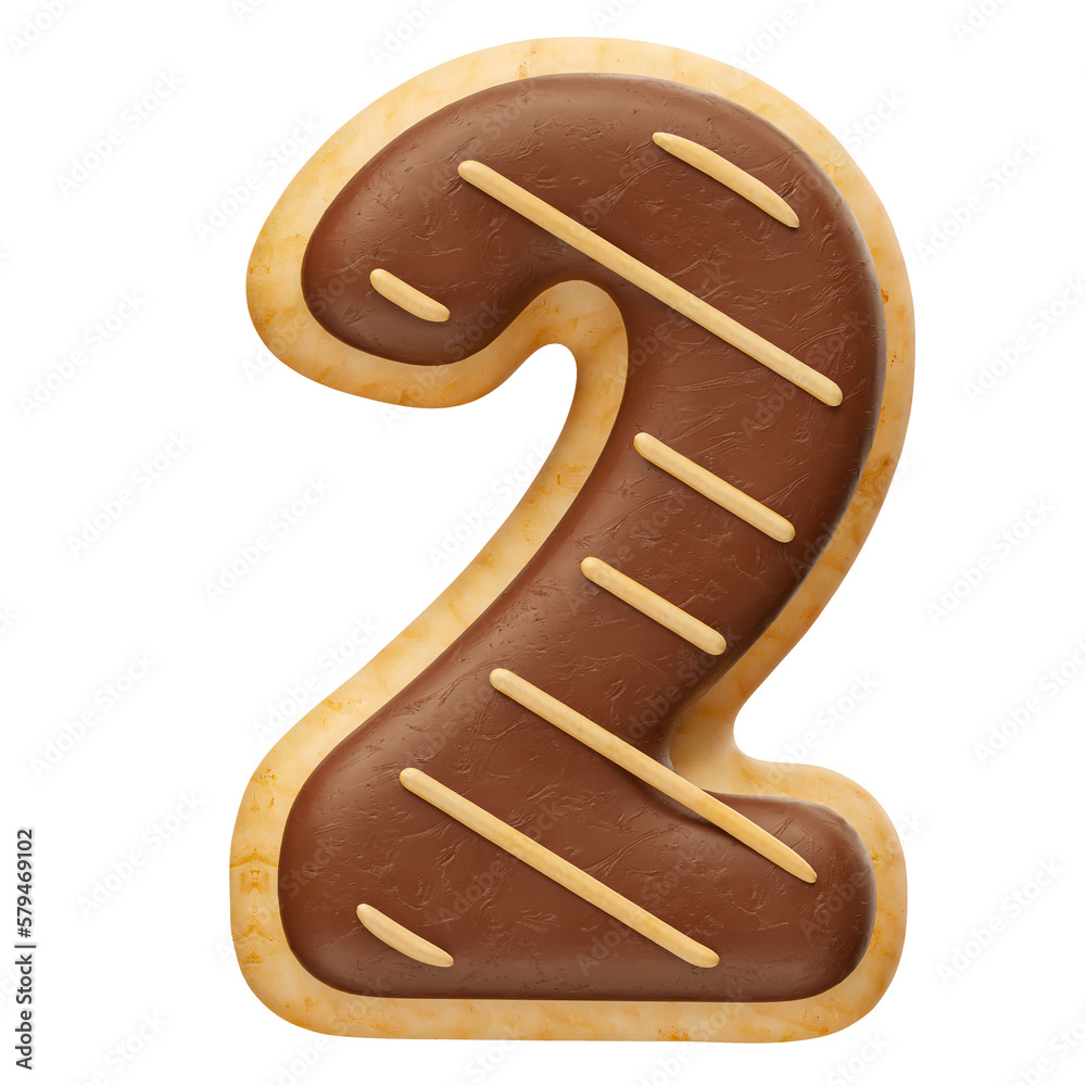 Realistic number 2 chocolate donuts in 3d render Stock Illustration ...