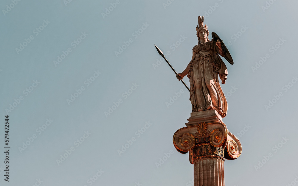 Statue of Athena, the ancient Greek goddess of wisdom and knowledge ...