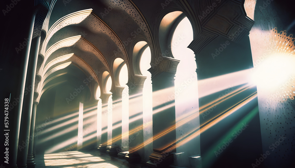 Zaha Hadid stunning light spectrum in mosque islamic Stock Illustration ...