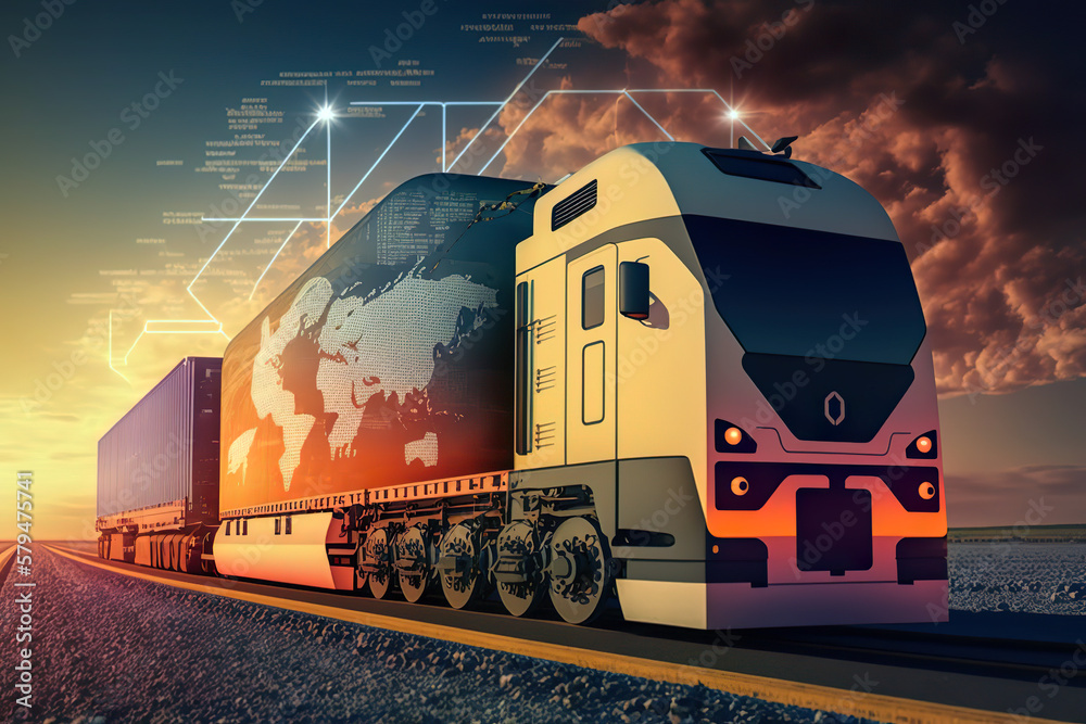 Transport vehicles of the future by rail, air and road. Shipping plans ...