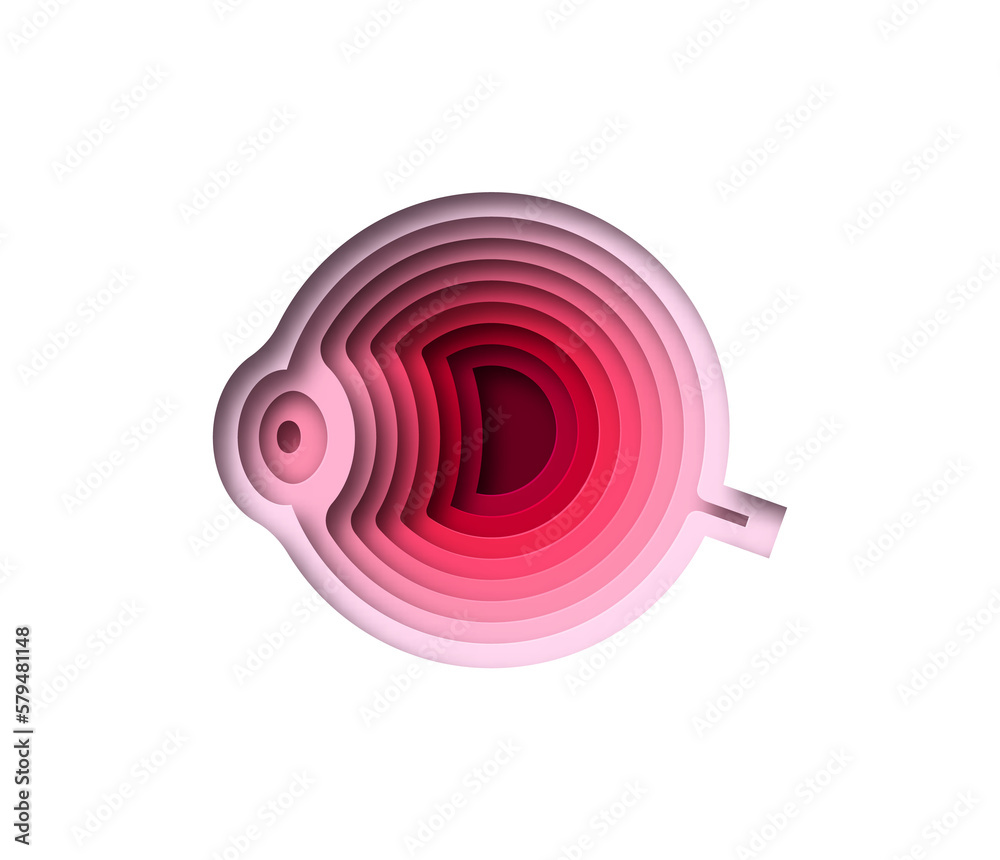 Realistic 3D paper cut human eye ball illustration. Layered colorful ...