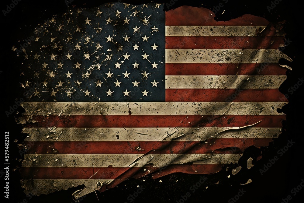 Old tattered american flag. Grunge background. AI generated Stock Illustration | Adobe Stock