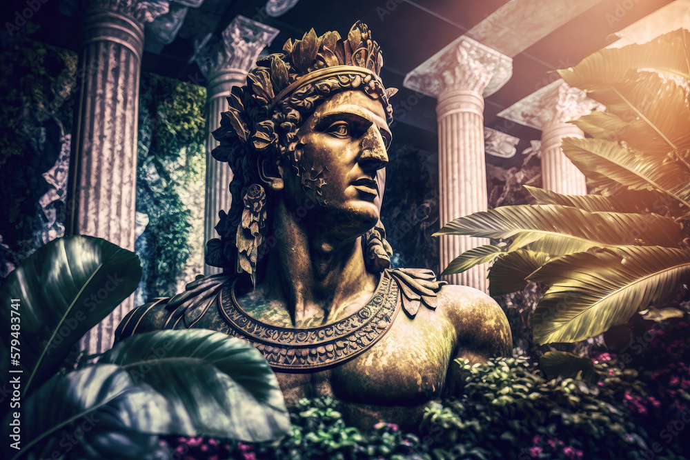 Alexander the Great Statue Standing Tall Among the Hanging Gardens of ...