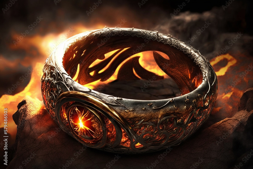 Lava and fire ring similar to lord of the rings movie with intricate ...
