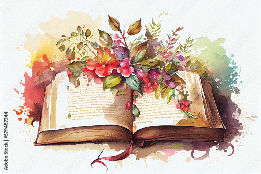 Religious Scriptures, watercolor style. Generative AI Stock ...
