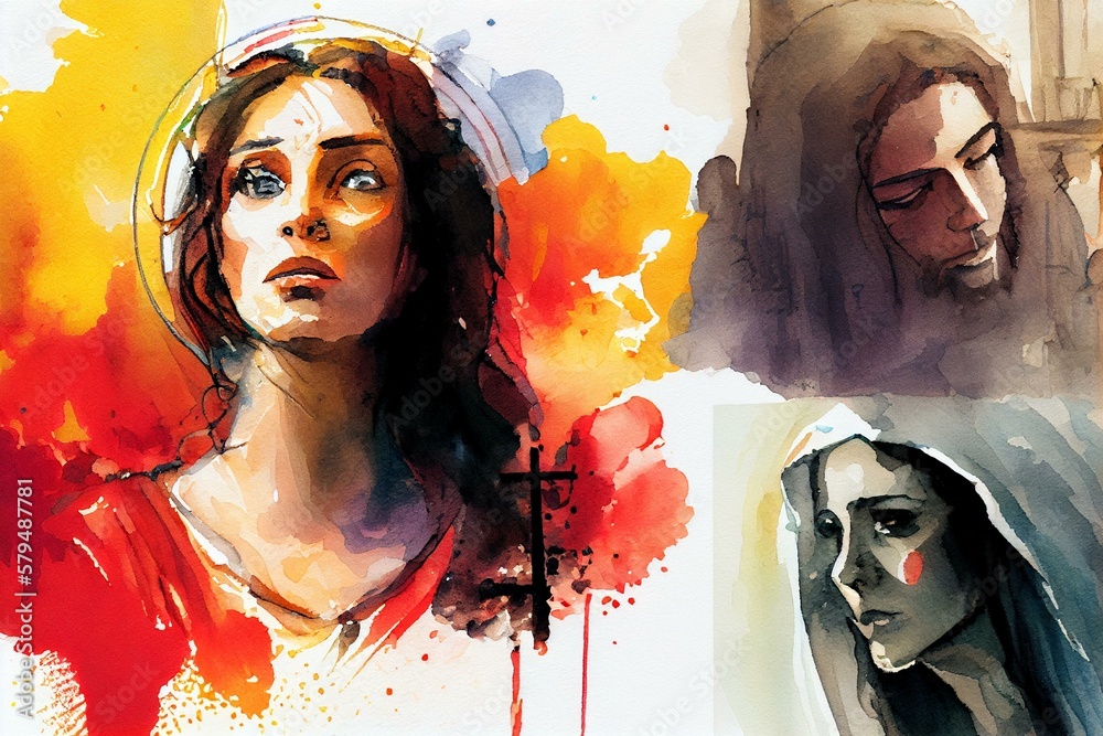 Religious Influences, watercolor style. Generative AI Stock ...