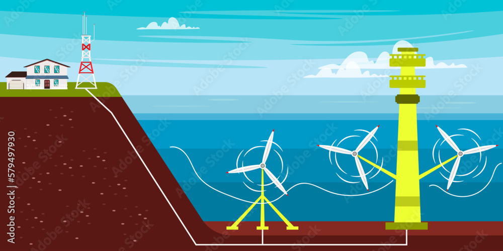 Vector illustration of fracking. Cartoon process of hydraulic ...