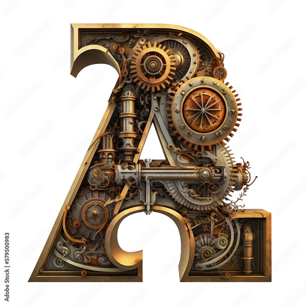 Machine parts letter A, created with generative AI Stock Illustration ...