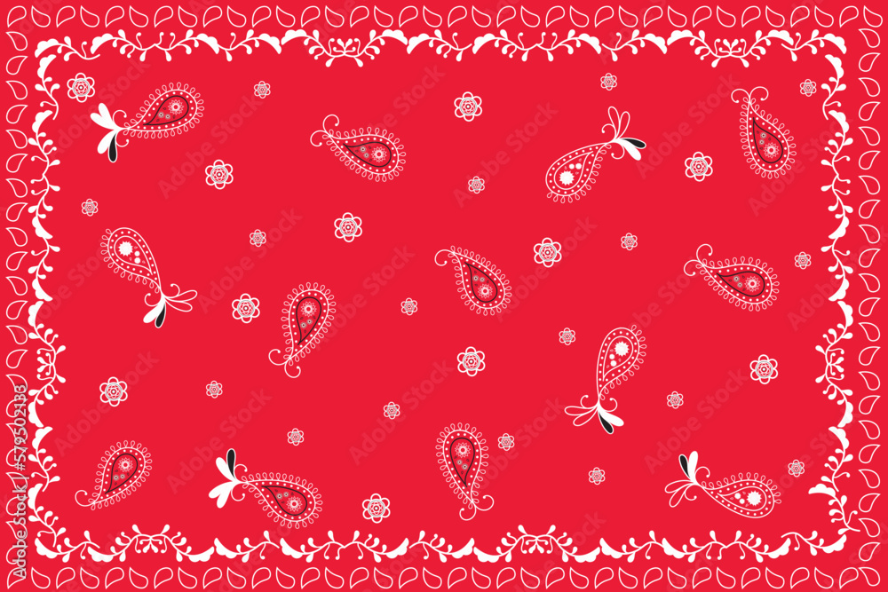 Beautiful Asian Bandana paisley floral traditional ethnic seamless ...