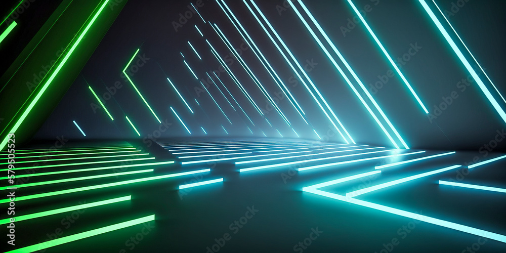 AI generated abstract space red blue pink neon background with cuboid ...